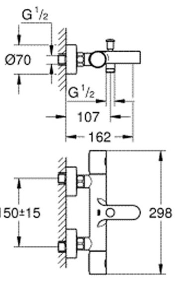 Смеситель для ванны Grohe Grohtherm 1000 34215002 купить | ELMIR - цена ...