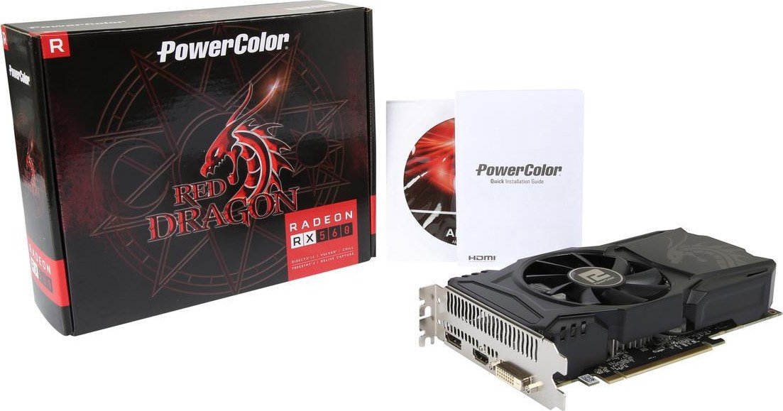 Видеокарта PowerColor PCI-E Radeon RX 560 4GB DDR5 Red Dragon (AXRX 560 ...