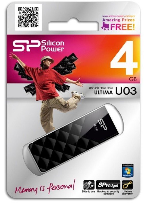 USB флеш накопитель 4GB Silicon Power Ultima U03 Black (SP004GBUF2U03V1K) купить | ELMIR - цена ...