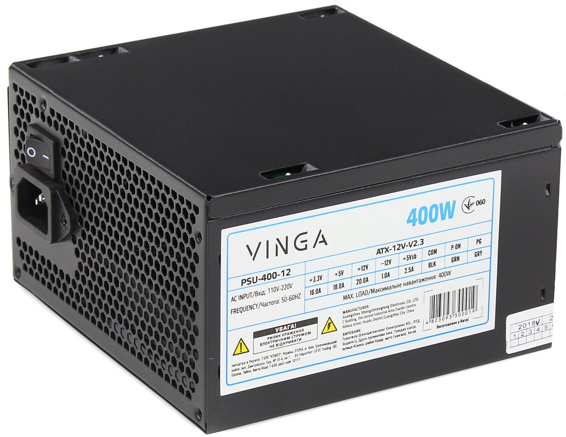 Блок питания 400W Vinga PSU-400-12 Black купить | Elmir - цена, отзывы ...