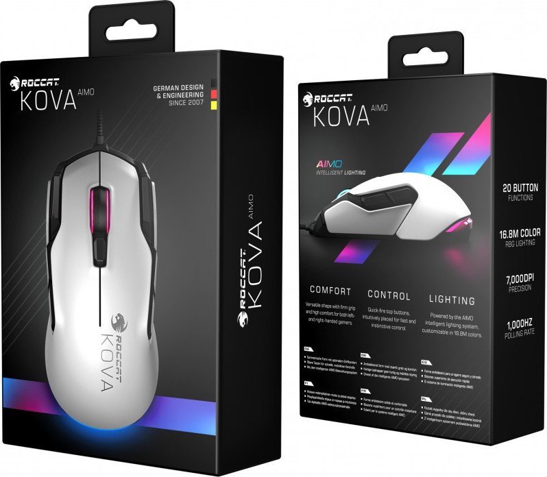 Мышь Roccat Kova AIMO Ambidextrous RGB Gaming Mouse White (ROC-11-507 ...
