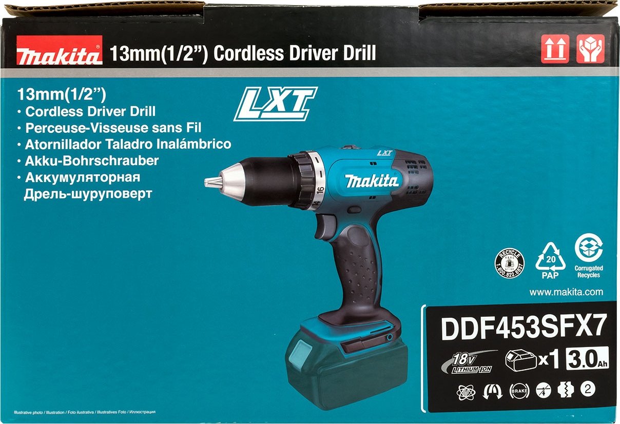 Аккумуляторная дрель-шуруповерт Makita DDF453SFX7 купить | ELMIR - цена ...