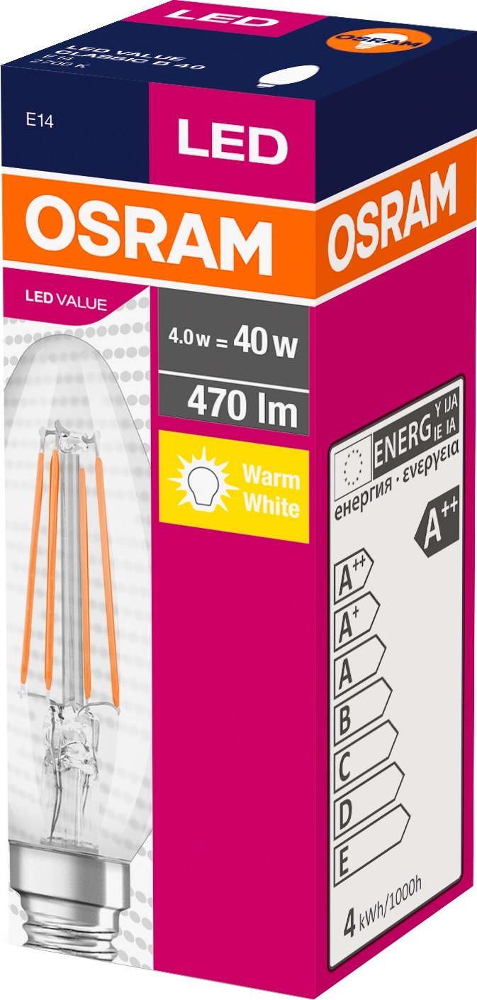 Лампа Osram LED Value Filament B35 4W 2700K E14 (4058075288706) купить | ELMIR - цена, отзывы ...