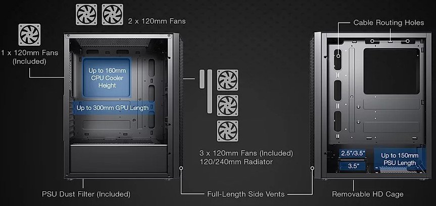 Корпус Tecware Vega L Black б/БП (TW-CA-VEGA-L-F1) купить | Elmir ...