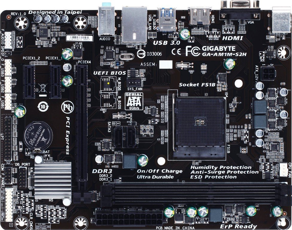 Материнская плата GigaByte GA-AM1M-S2H s-AM1 купить | Elmir - цена ...