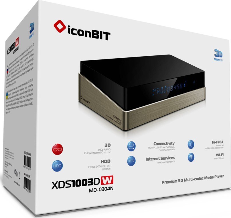 Медиаплеер Медиаплеер Iconbit XDS 100 3DW (MD-0304N) купить | ELMIR - цена, отзывы, характеристики