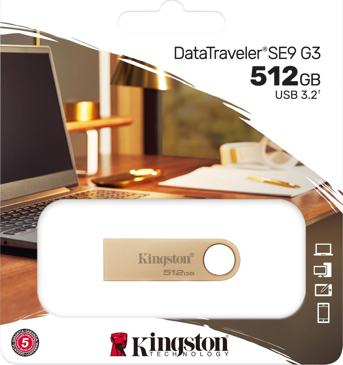 USB флеш накопитель 512GB Kingston DataTraveler SE9 G3 Gold (DTSE9G3 ...
