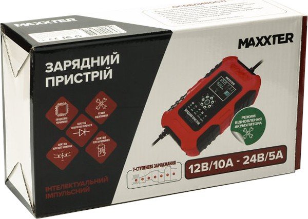 Зарядное устройство Maxxter 12-24V 10A MX-CHR-1224V10A купить | ELMIR - цена, отзывы, характеристики