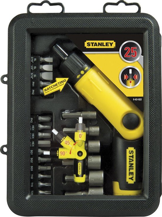 Отвертка реверсивная с комплектом насадок Stanley Pistol Grip Ratchet 0 ...