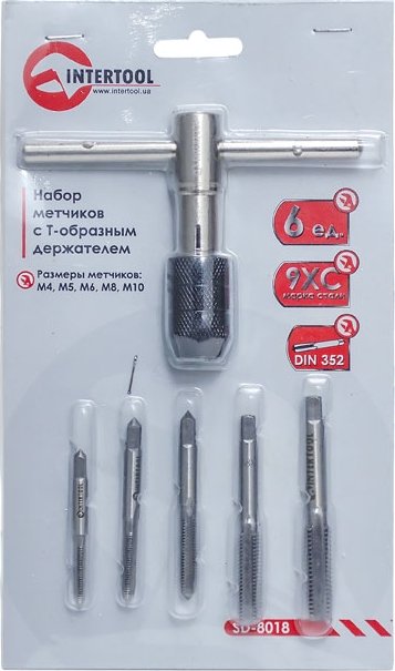 Набор метчиков с держателем Intertool SD-8018 купить | ELMIR - цена, отзывы, характеристики