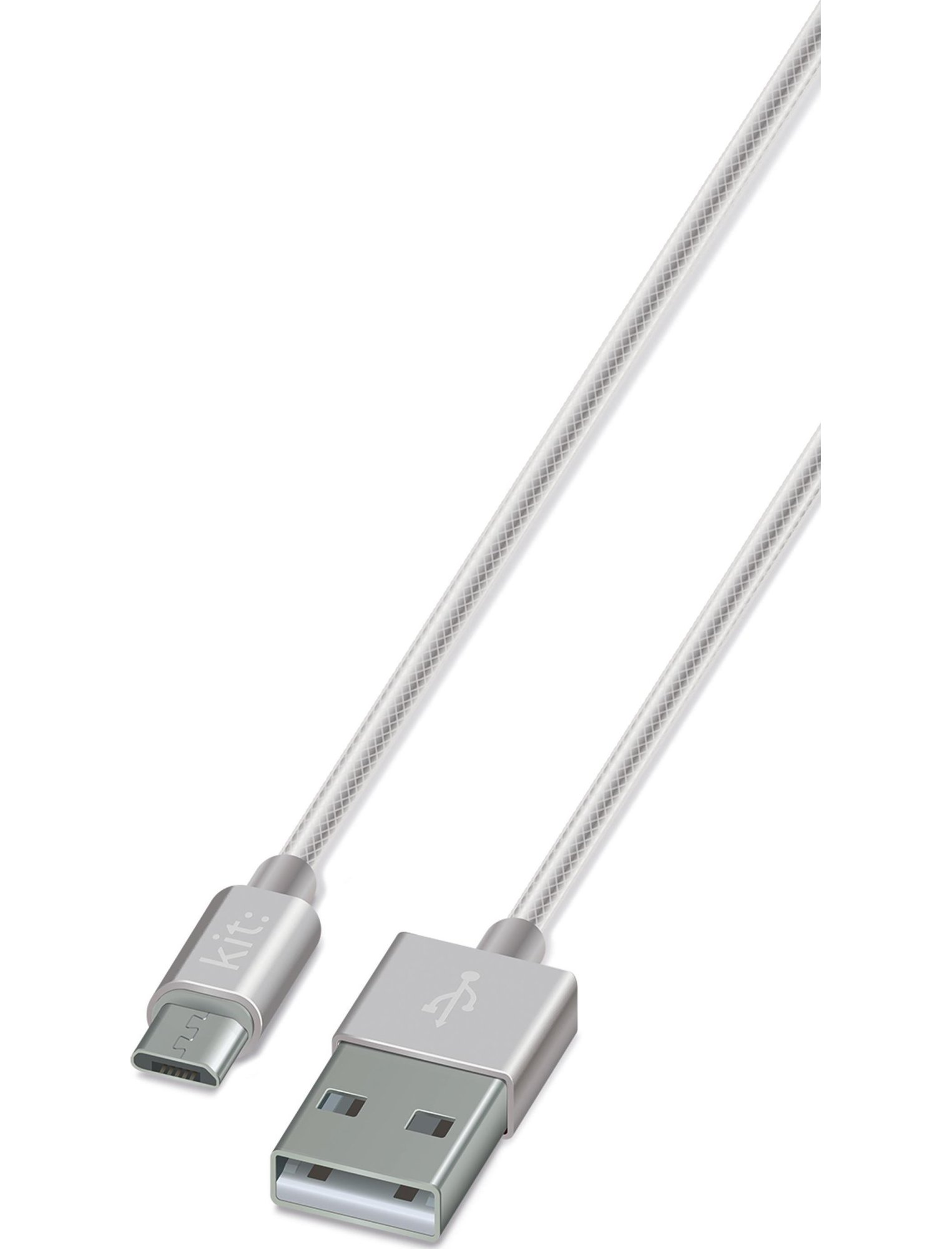 Кабель USB2.0 AM -> micro-USB Kit Nylon Mesh 1м Silver (8600USBNYLSI ...