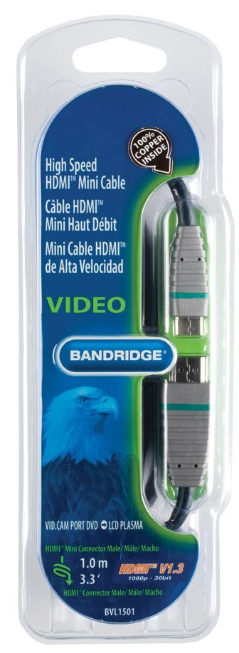 Кабель HDMI -> Mini HDMI Bandridge Blue BVL1501, 1 м купить | ELMIR ...